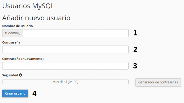 Crear usuario de Base de Datos MySQL – Ayuda Powerhost