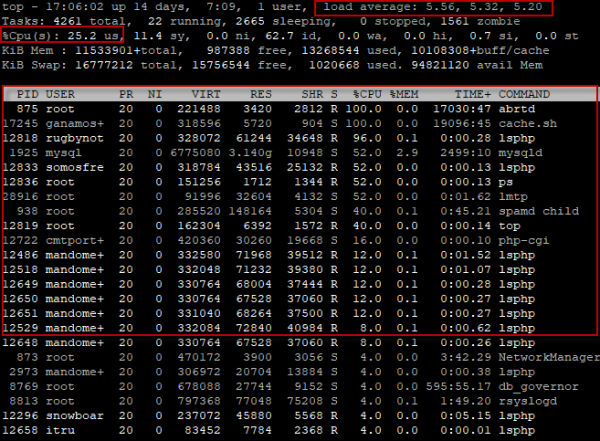 Uso del comando TOP en Linux. – Ayuda Powerhost