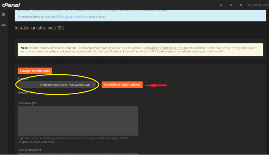 Instalar certificado ssl en cpanel – Ayuda Powerhost